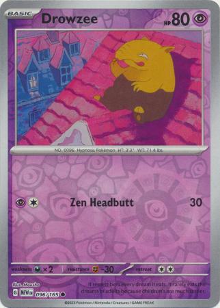 Drowzee 096/165 Scarlet and Violet 151 Reverse Holo Common Pokemon Card ...