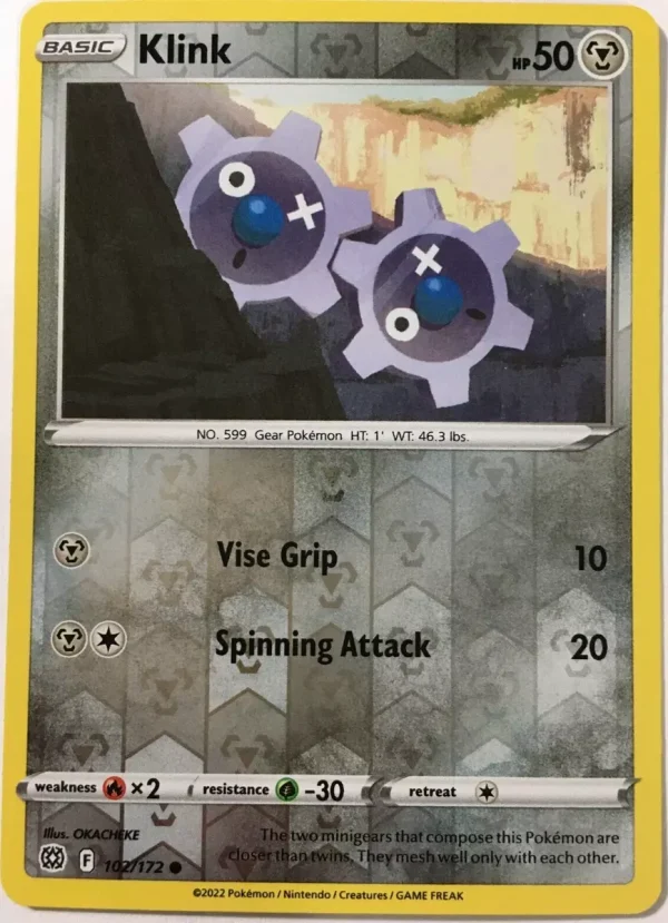 Klink 102/172 SWSH Brilliant Stars Reverse Holo Common Pokemon Card ...