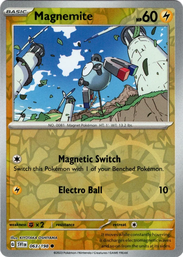 Magnemite 063/198 Scarlet and Violet Base Reverse Holo Common Pokemon ...