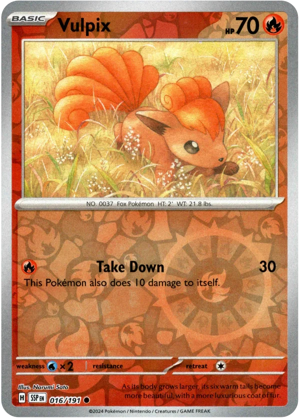 Vulpix 016/191 Scarlet and Violet Surging Sparks Reverse Holo Common ...