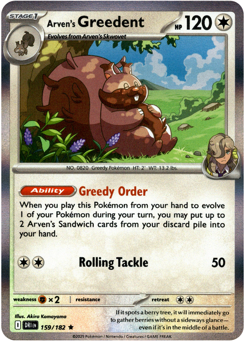 Arven’s Greedent 159/182 Scarlet and Violet Destined Rivals Holo Rare ...